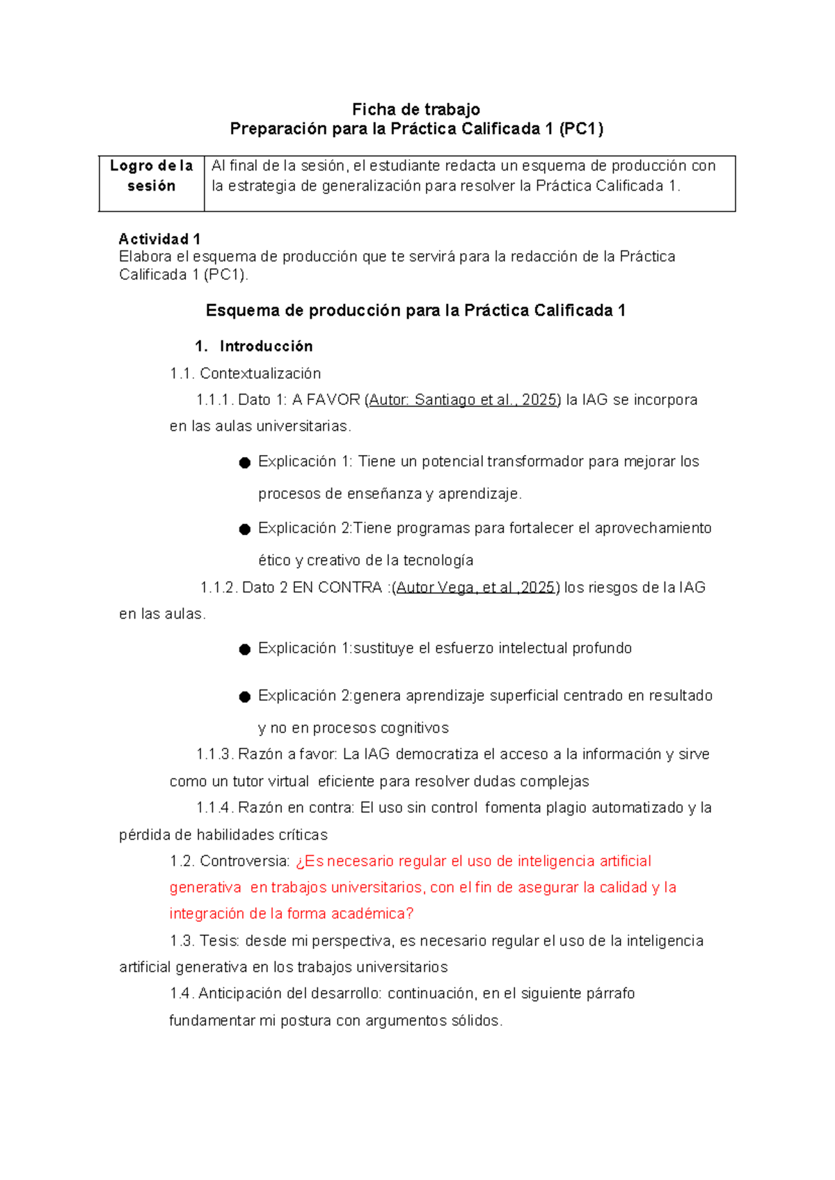 Esquema De Producción Para La Práctica Calificada 1 Pc1 Studocu