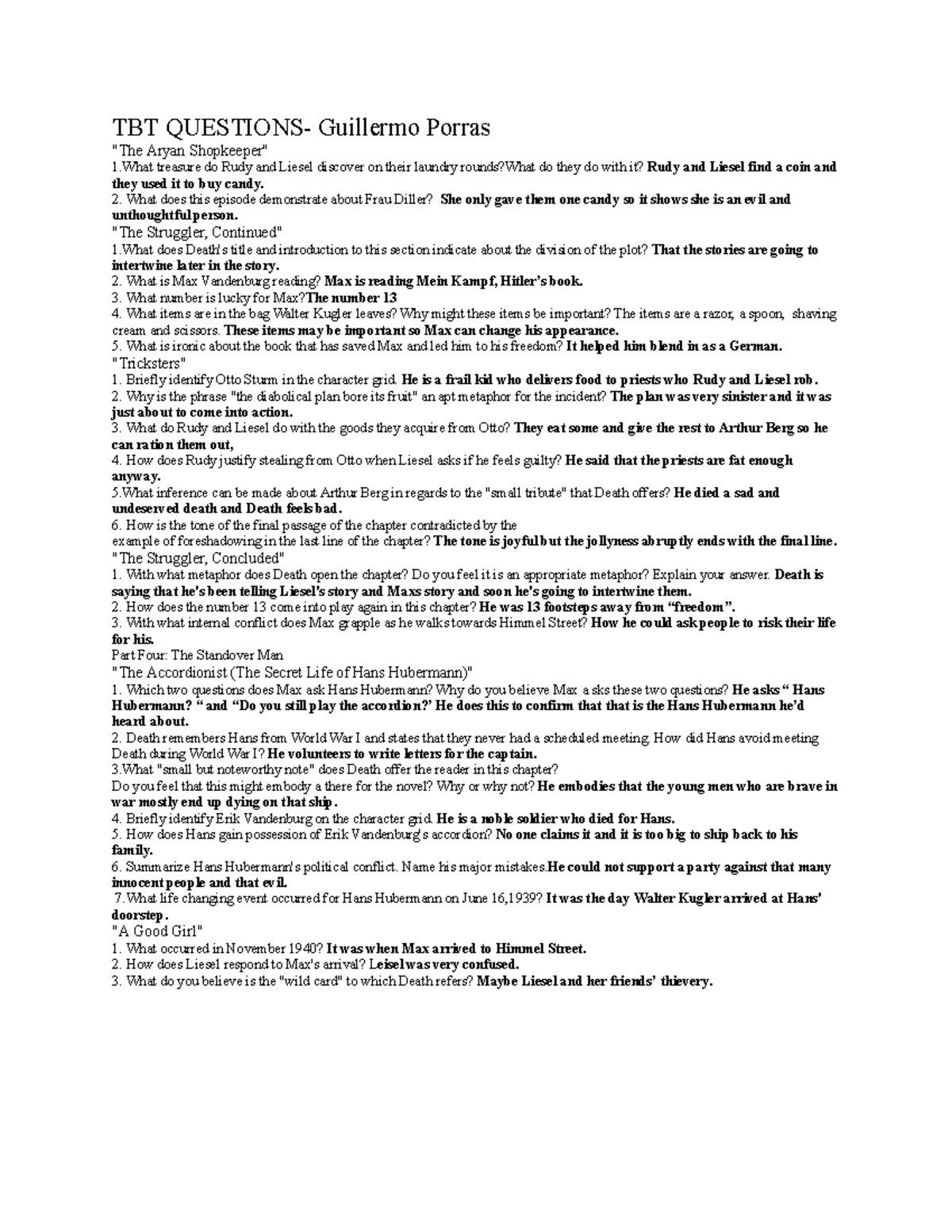 TBT Questions 2: Insights on "The Book Thief" Characters and Themes ...