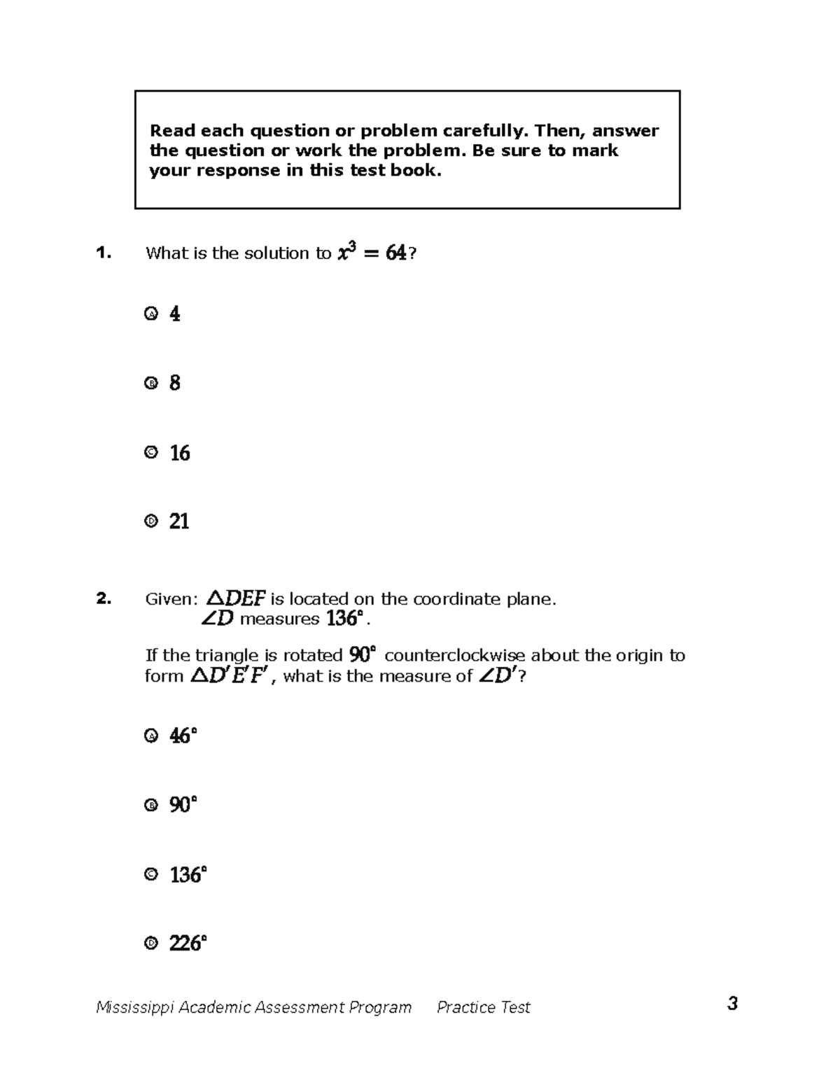 Mississippi Academic Assessment Program - Practice Test Document - What ...
