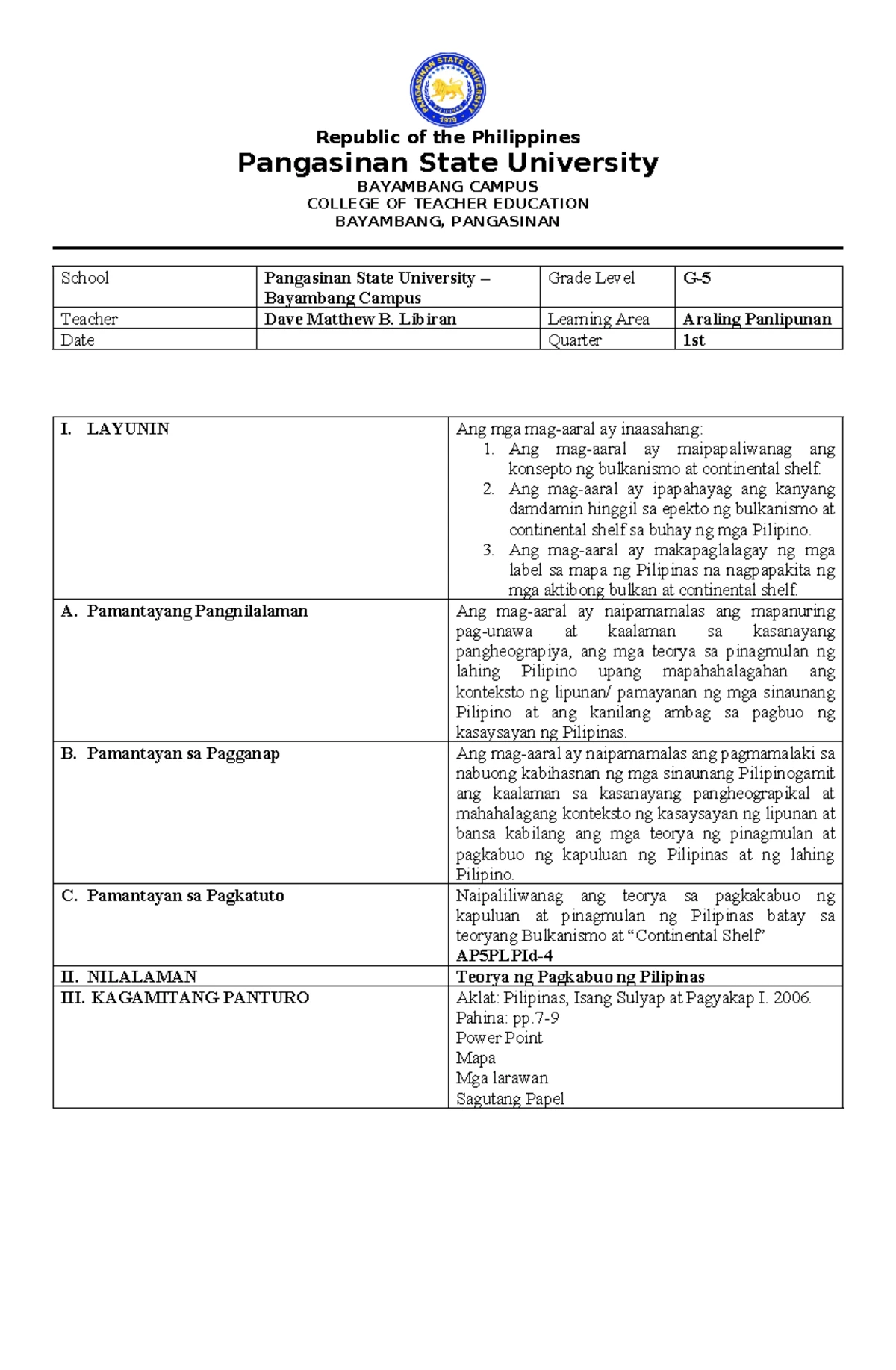 Detailed Lesson Plan on Plumbing Materials for BTVTE Final Assessment ...