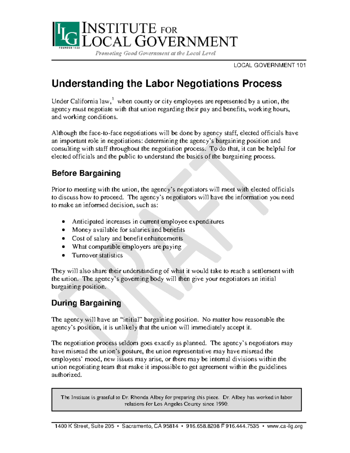Understanding the labor negotiations process - LOCAL GOVERNMENT 101 ...