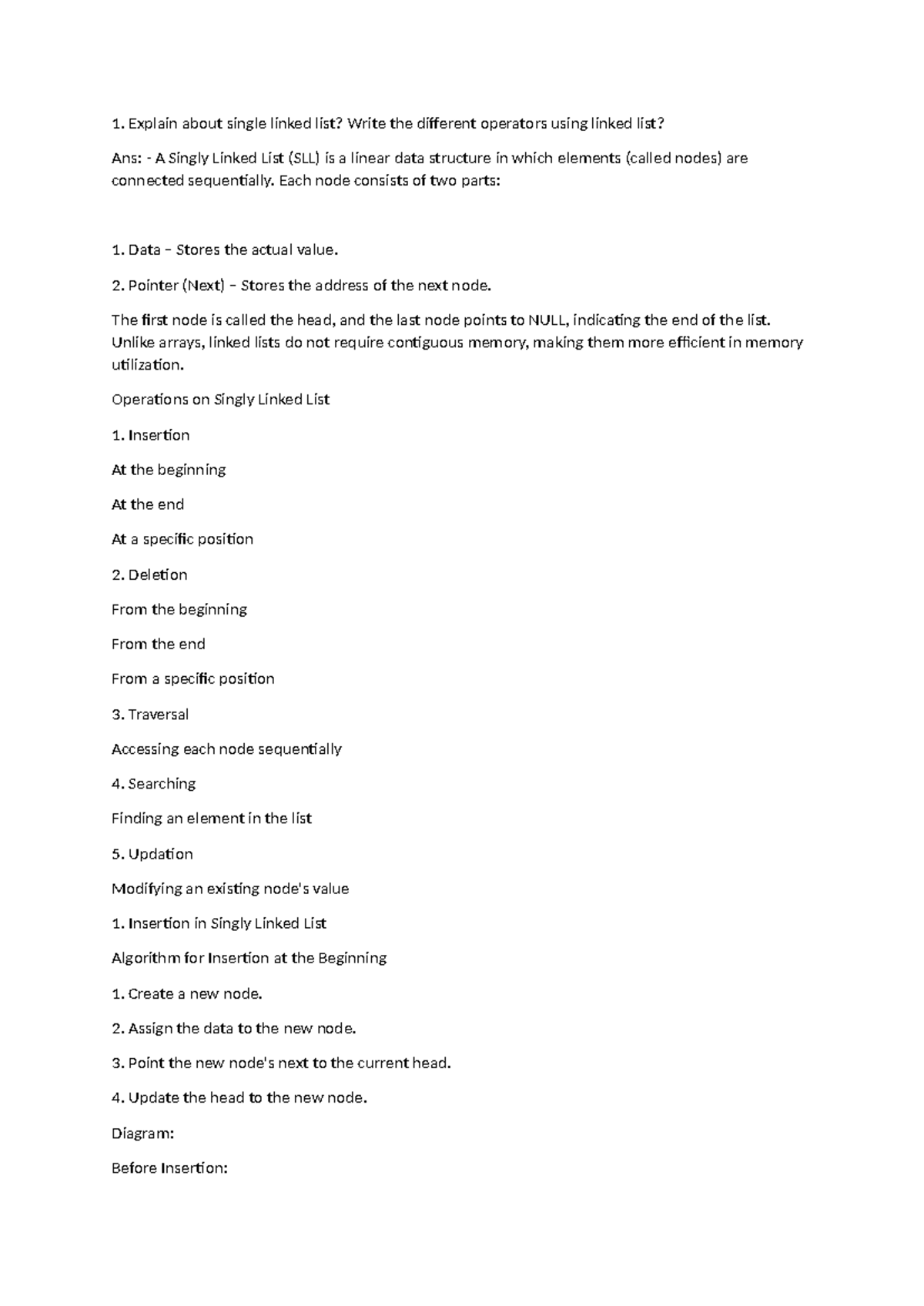 ADS Data Structures: Singly Linked List Operations and Algorithms - Studocu