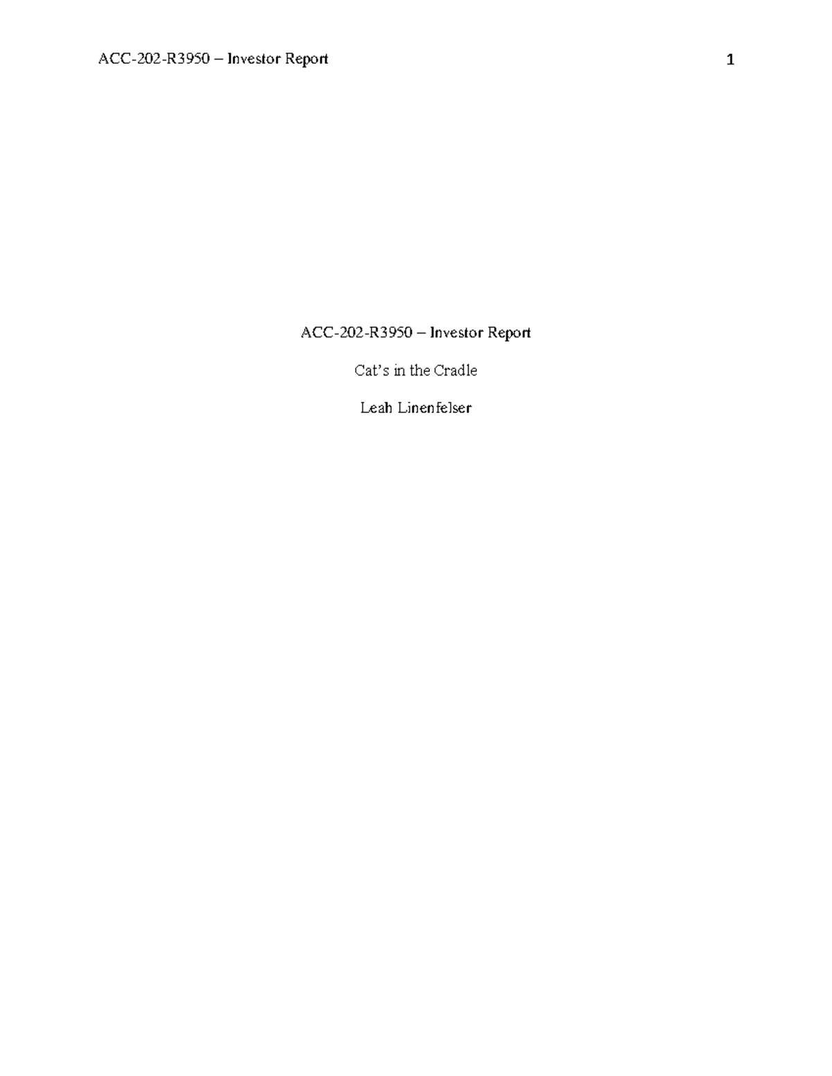 ACC-202 - Investor Report: Financial Insights for Module 7 - Studocu