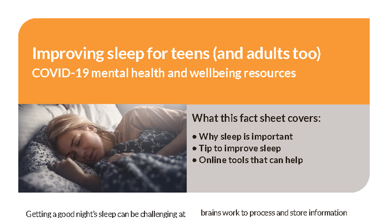 Improving Sleep for Teens & Adults: Mental Health Resources - Studocu