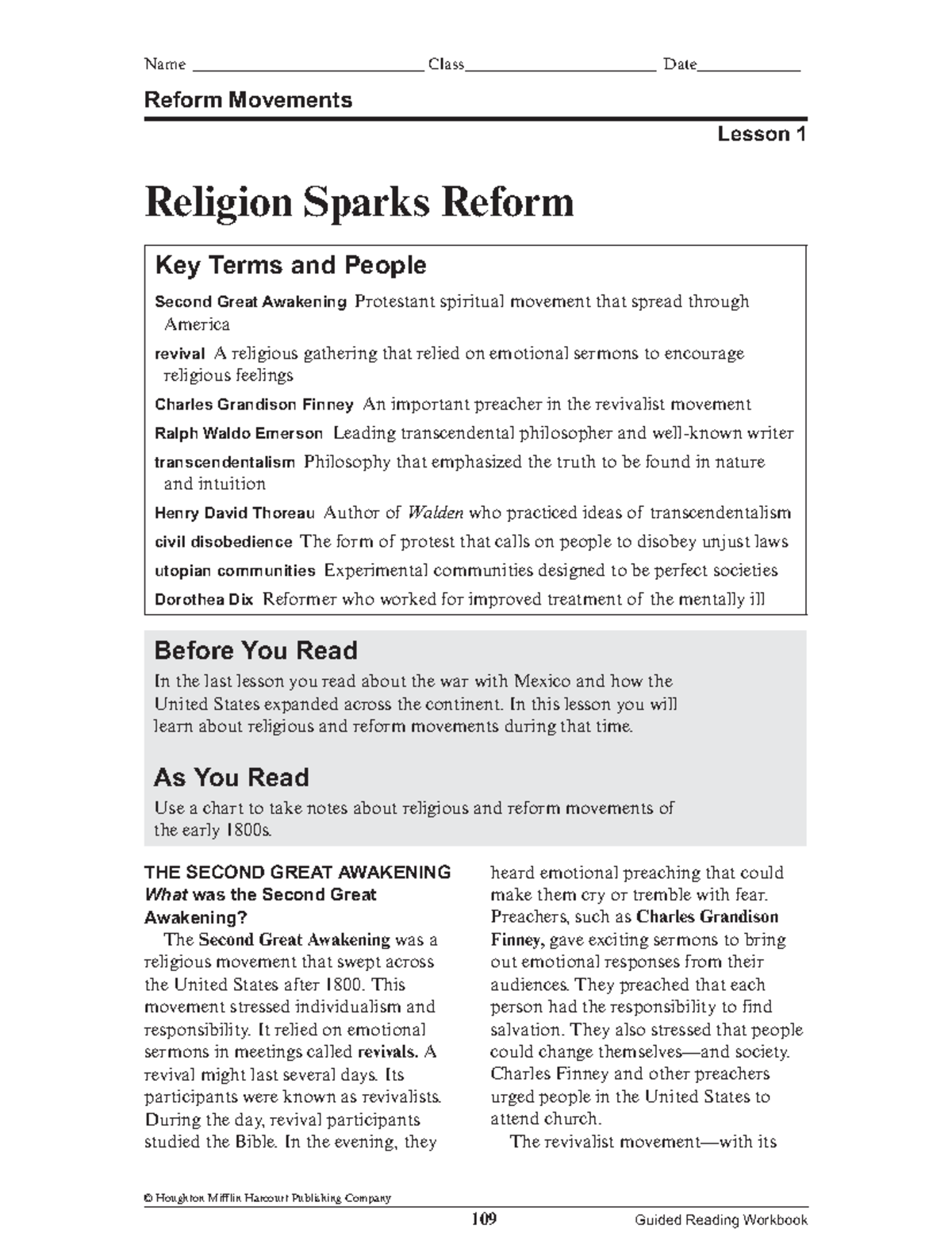 Module 8.1 Guided Reading: Reform Movements and Their Impact - Studocu