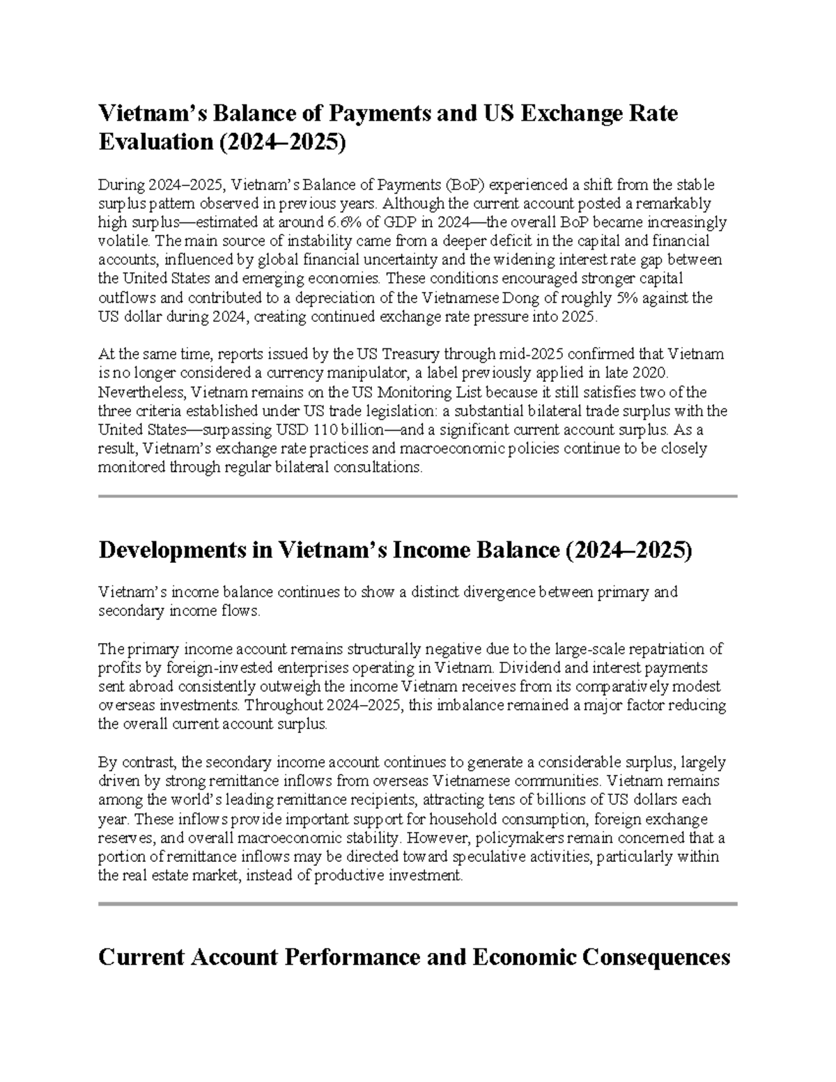 Balance of Payments (BoP) and US Exchange Rate Analysis 2024 - Studocu