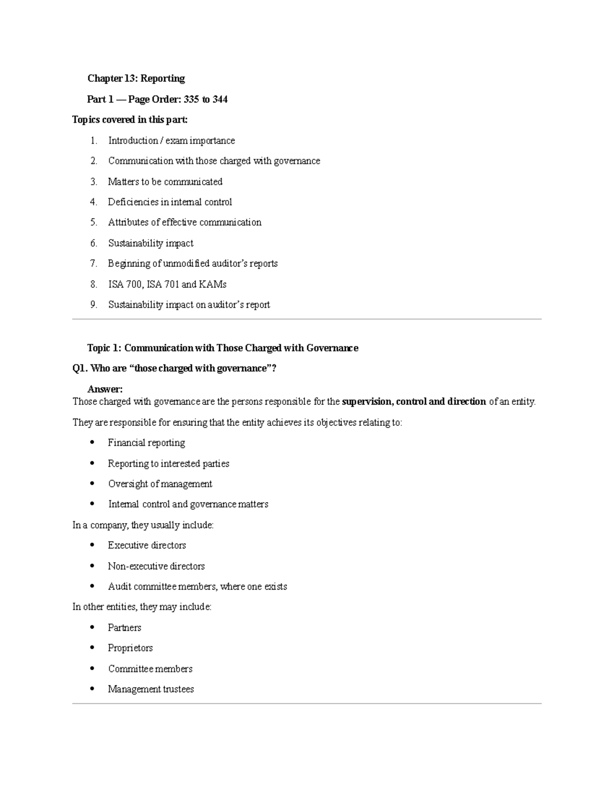 Chapter 13: Reporting Part 1 - Communication & Internal Control ...