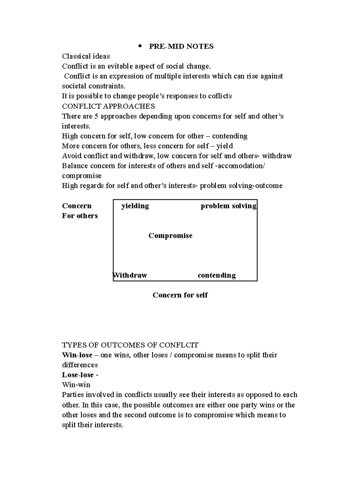 ALL Conflict Studies Home Notes: Pre-Mid & Post-Mid Content Review ...