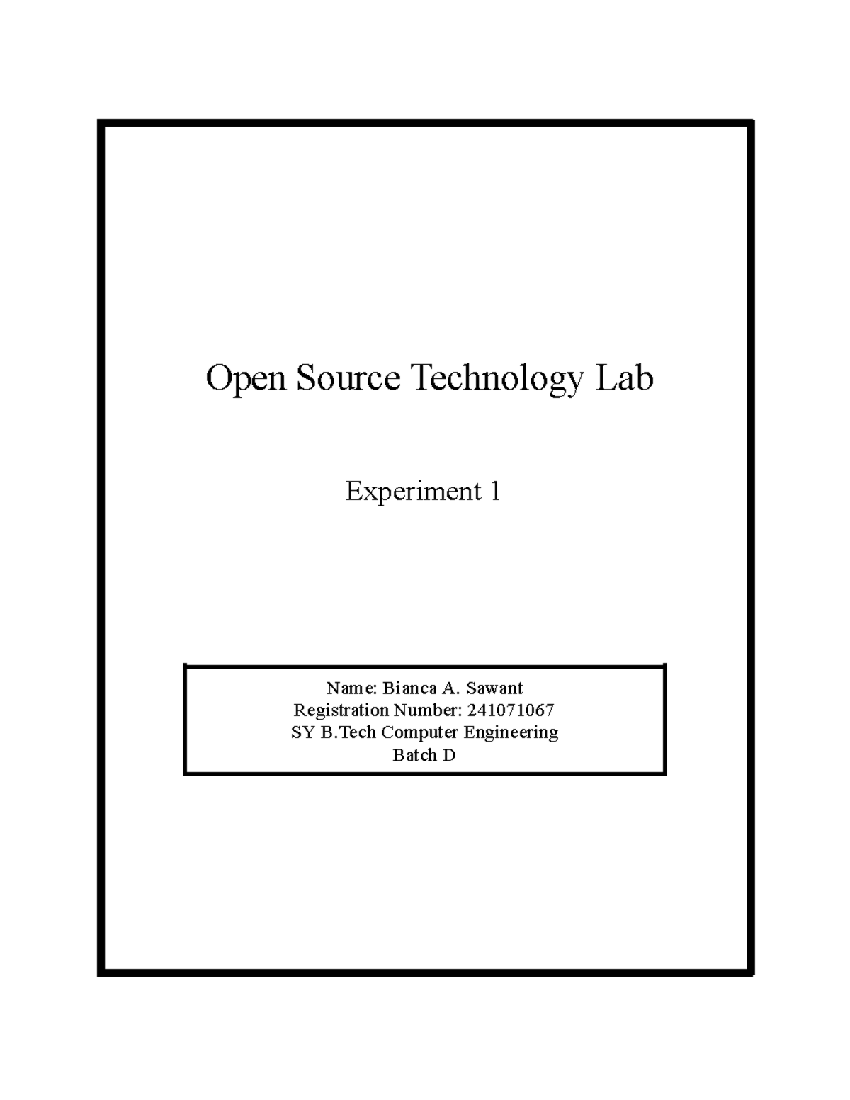 B.Tech SY Computer Engineering OSTLab Exp 1: Open Source Tech Exploration - Studocu