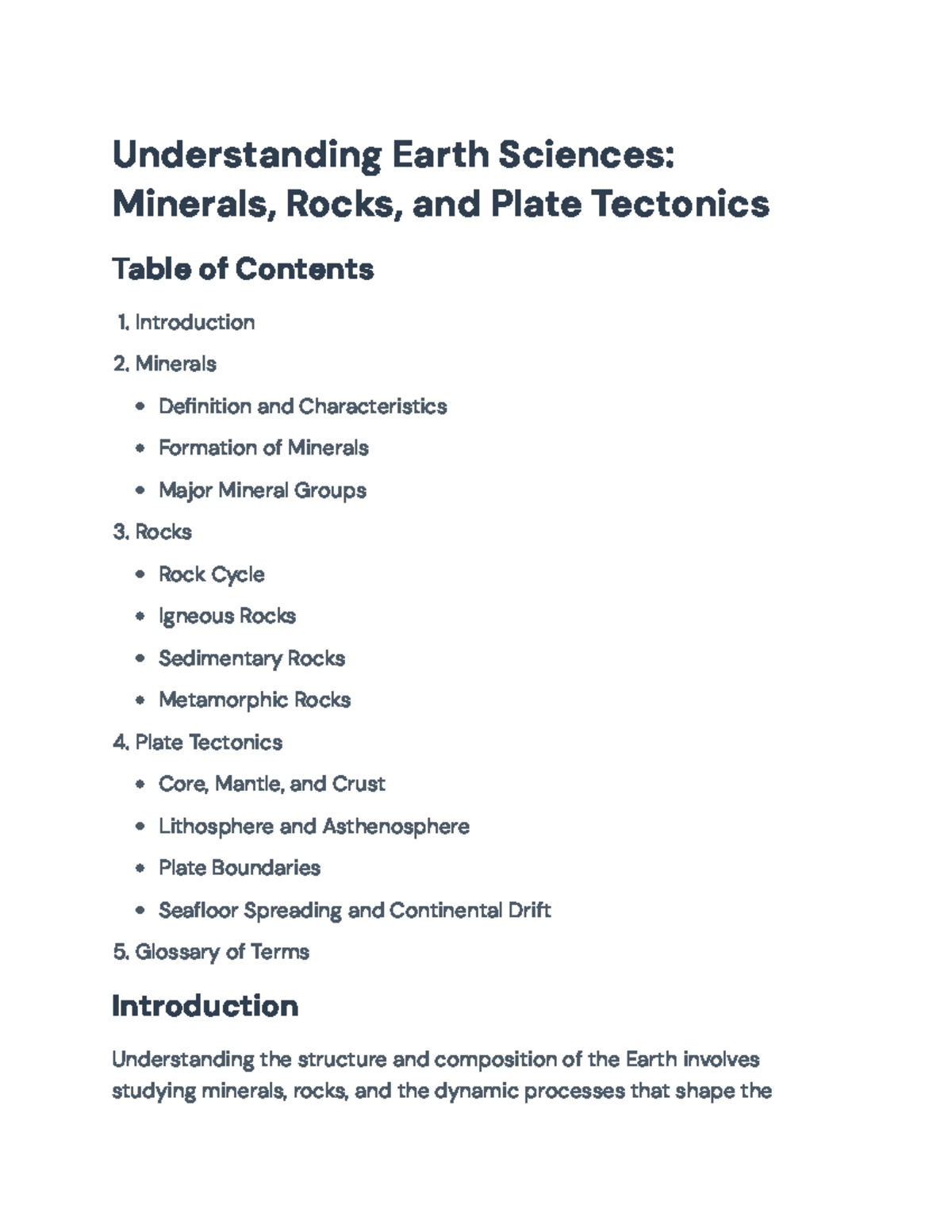 Understanding Earth Sciences: Minerals, Rocks, and Plate Tectonics ...