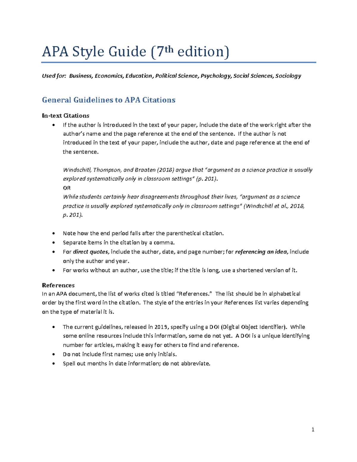 APA Style Guide (7th Ed.) for Business, Social Sciences & More - Studocu