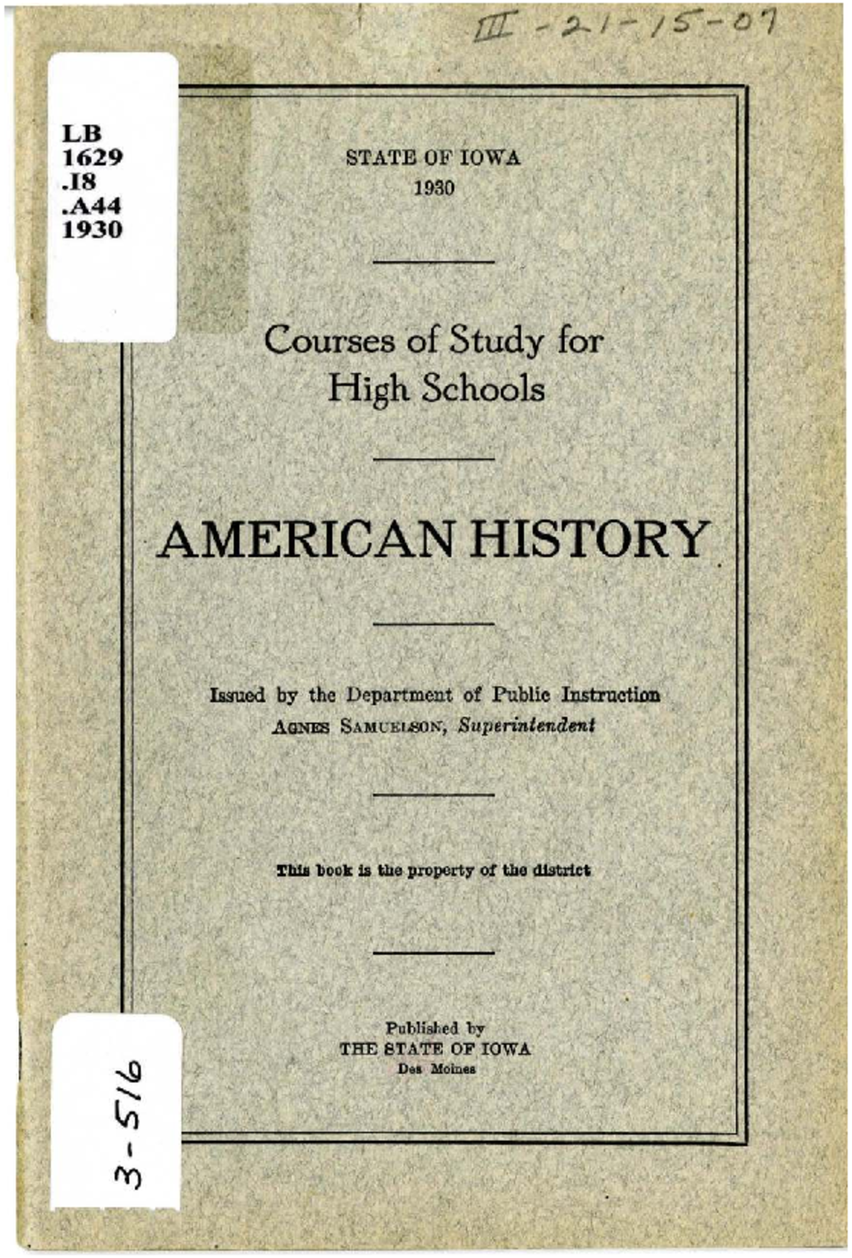 American History Course Study: 1930 Edition - Iowa High Schools - Studocu