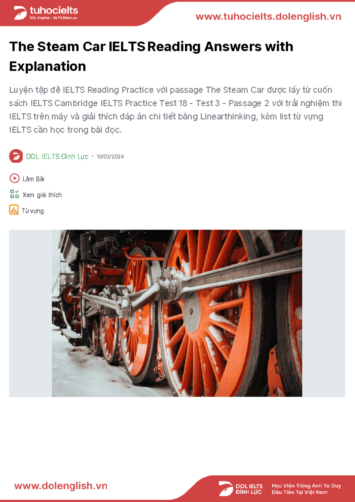 IELTS Reading Practice: The Steam Car - Answers & Explanations - Studocu