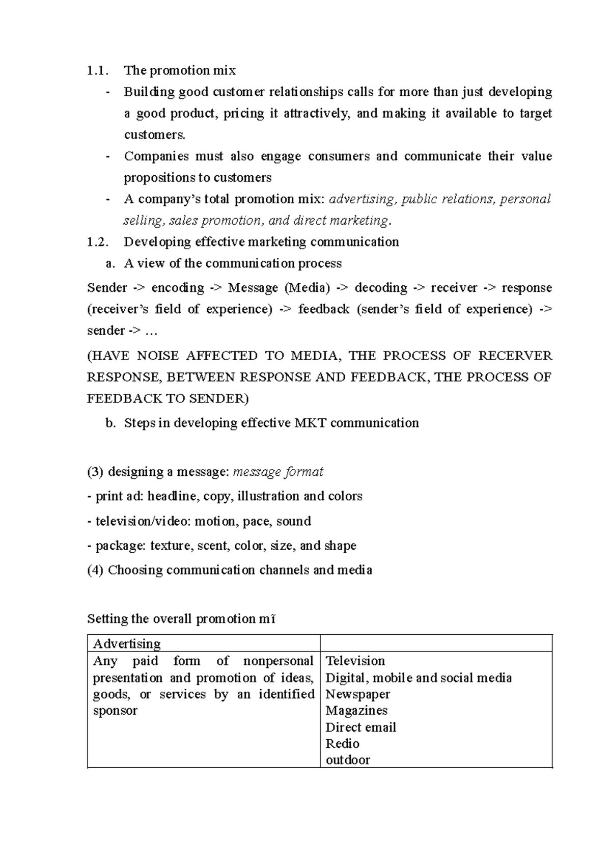 MKT 101: The Promotion Mix and Effective Communication Strategies - Studocu