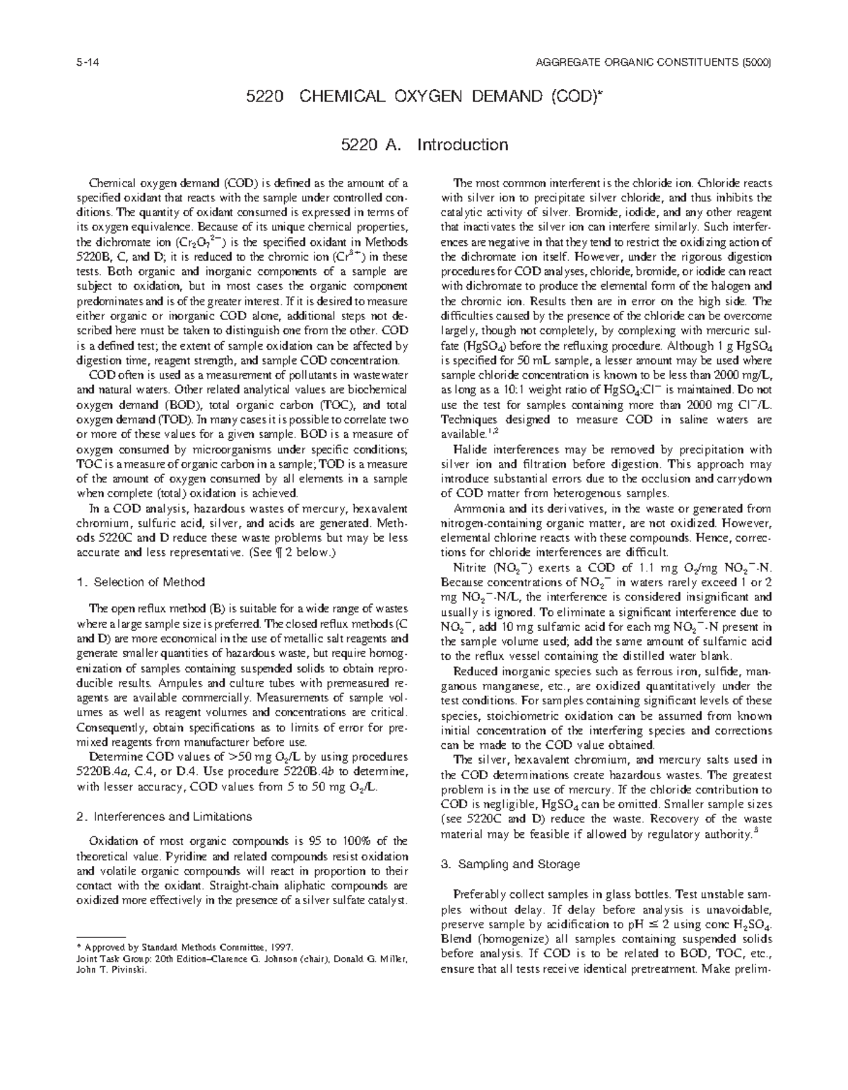 Waste SM5220 - Chemical Oxygen Demand (COD) Analysis Methods - Studocu