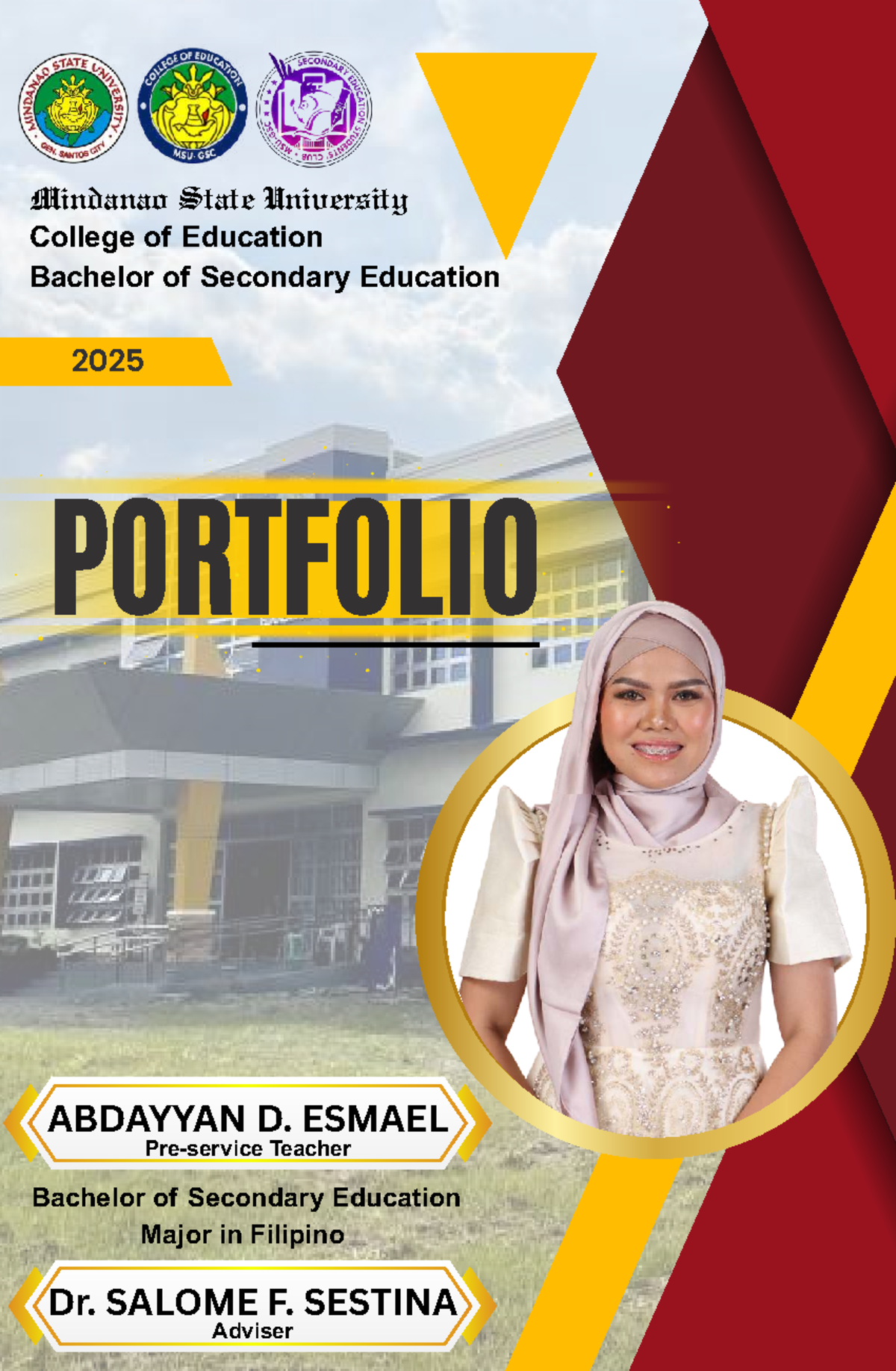 Gold Red Modern Portfolio Cover Page A4 (8.5 x 13 in) - Bsed Filipino ...