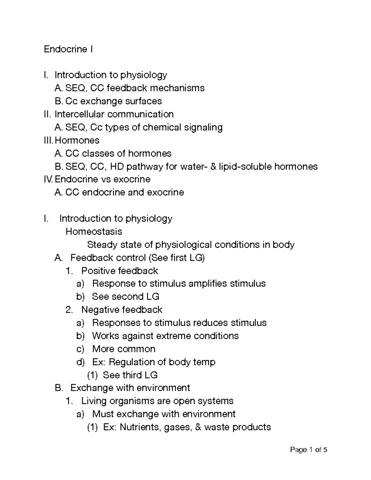 B116 Endocrine System: Physiology, Feedback Mechanisms & Hormones - Studocu