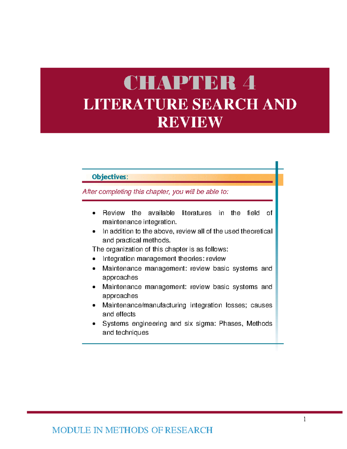 Chapter 4-Methods of Research-Module - 1 Objectives: After completing ...