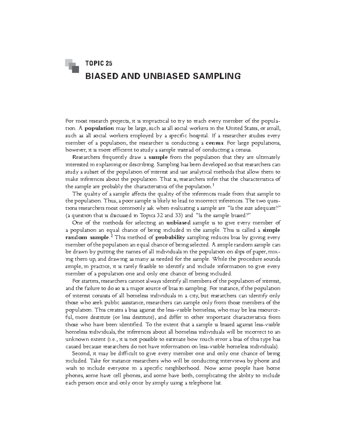 Topic 25: Biased and unbiased sampling in research methods - Studocu