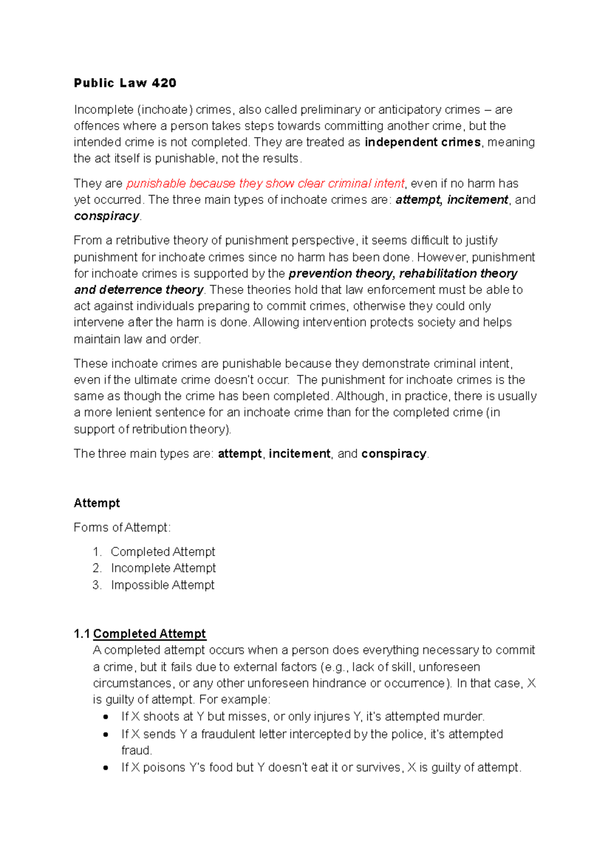 PBL 420 Inchoate Crimes: Understanding Attempts, Incitement, and ...