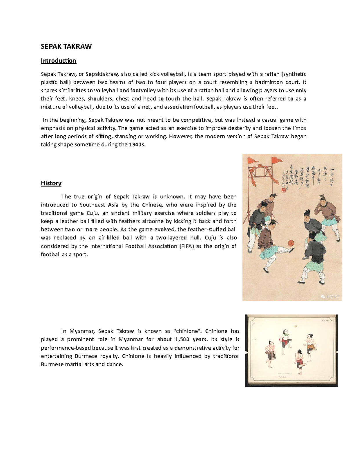 Sepak- Takraw - SEPAK TAKRAW Introduction Sepak Takraw, or Sepaktakraw ...