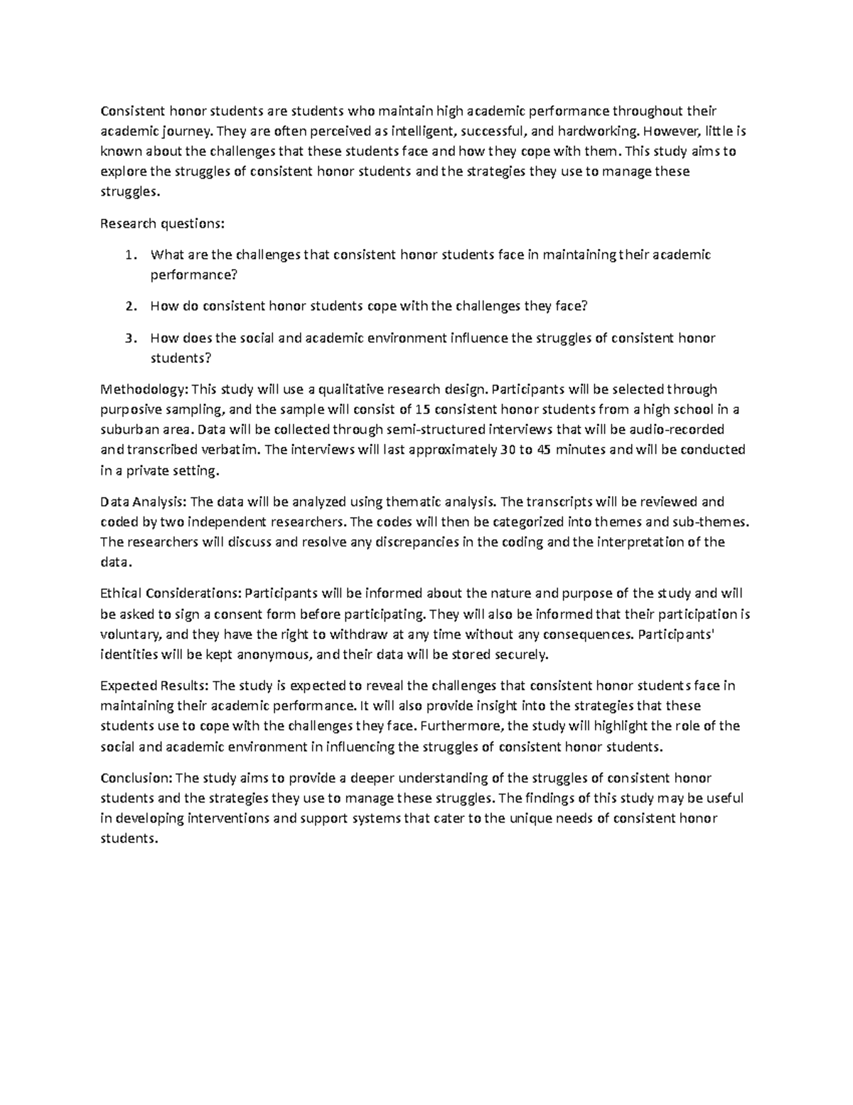 Qualitative Study on Challenges Faced by Consistent Honor Students ...