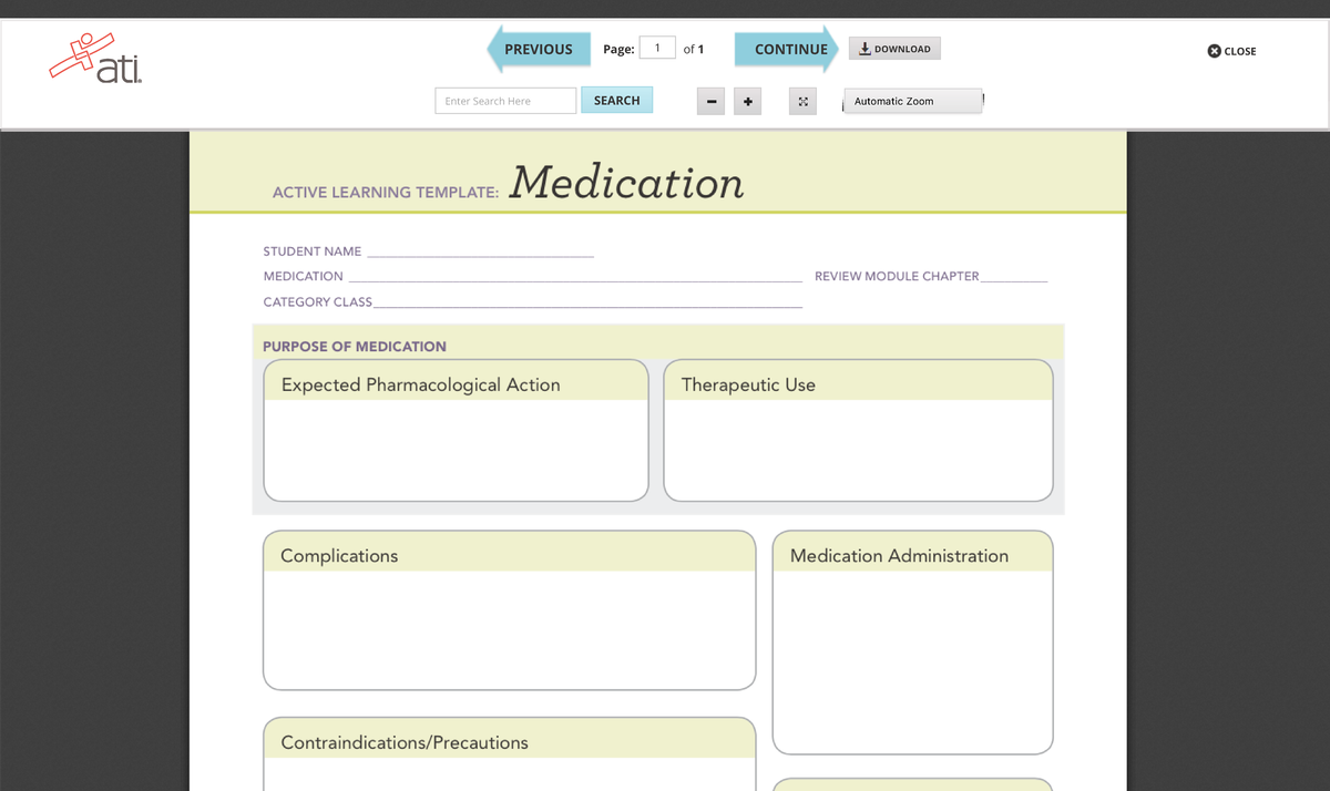 ATI Medication Active Learnign Template - Medication STUDENT NAME - Studocu