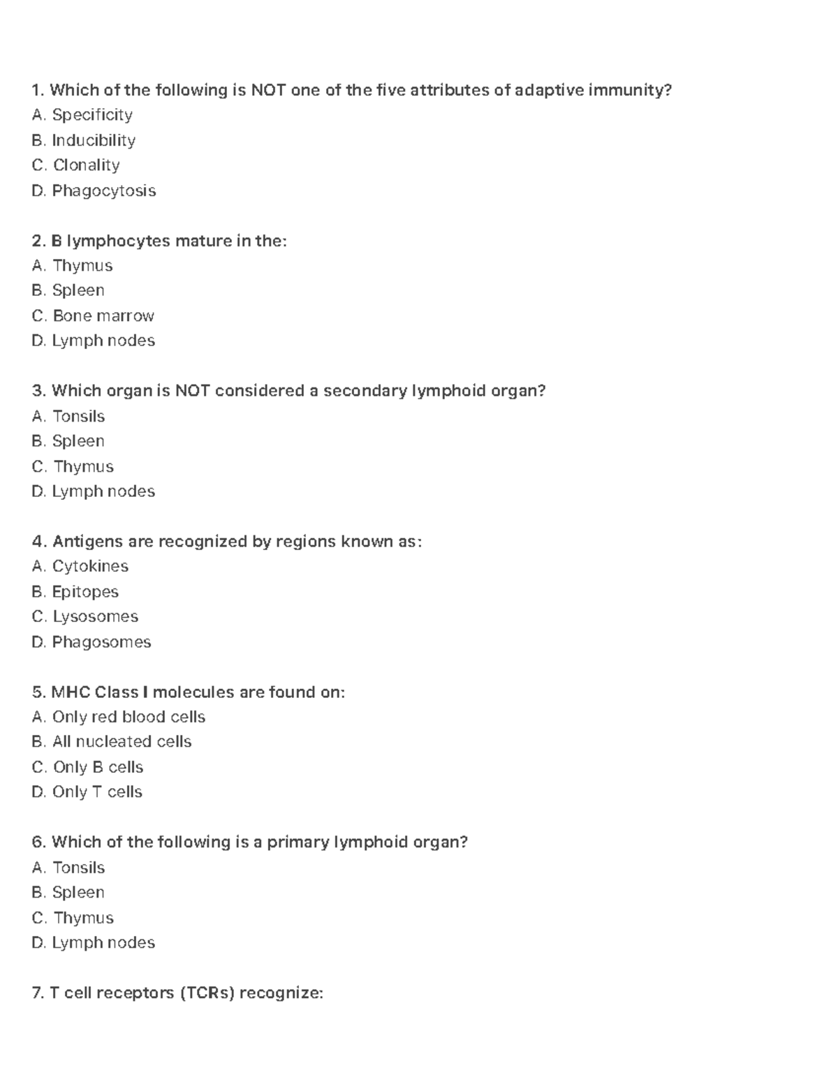 BIOL 305: Adaptive Immunity Quiz Questions and Answers - Studocu