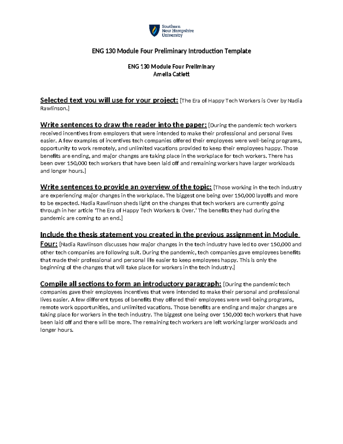 A-Catlett-ENG 130 Module Four Preliminary Introduction Template - ENG ...