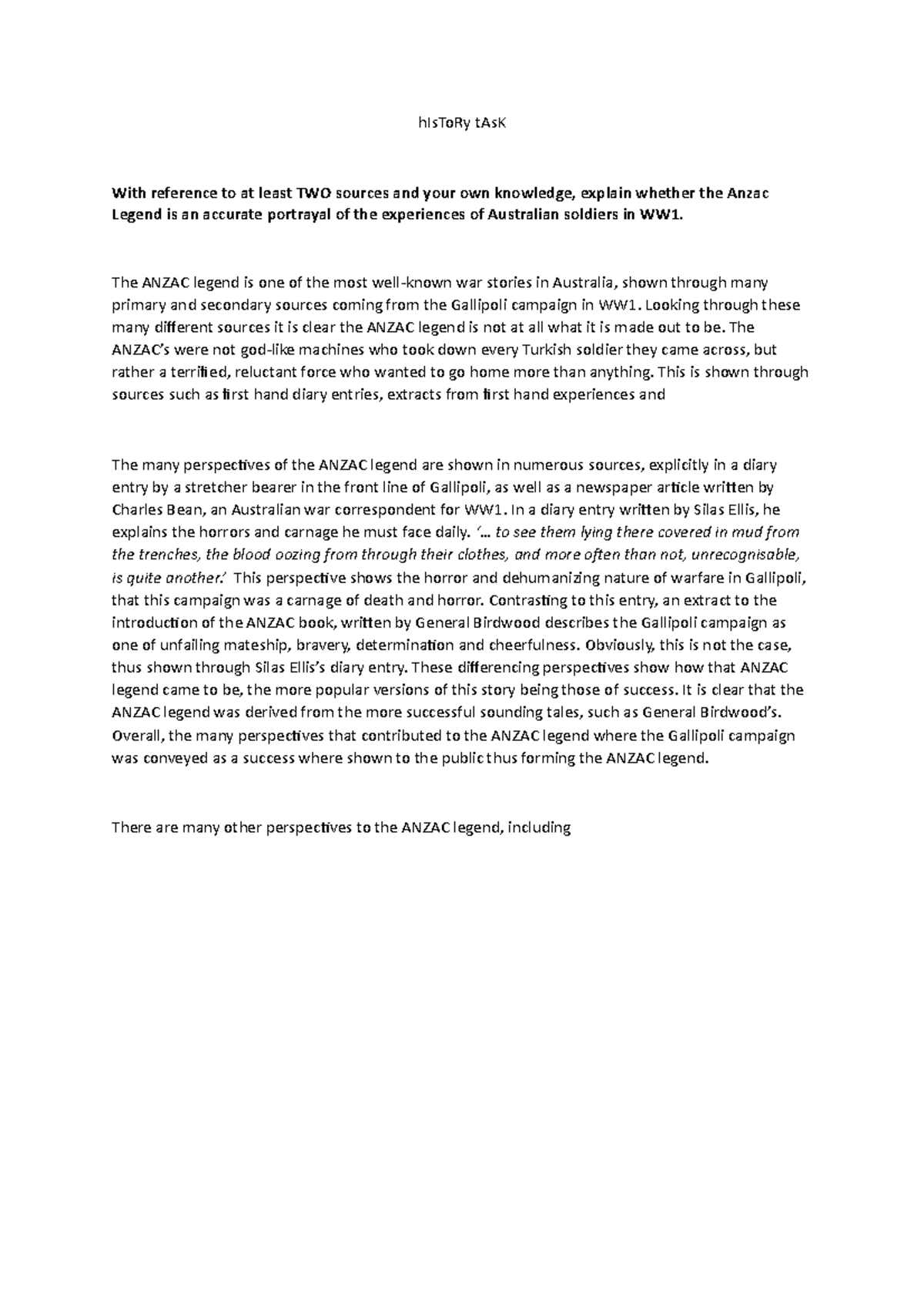 Term 2 Assignment: Analyzing the ANZAC Legend in WW1 - Studocu