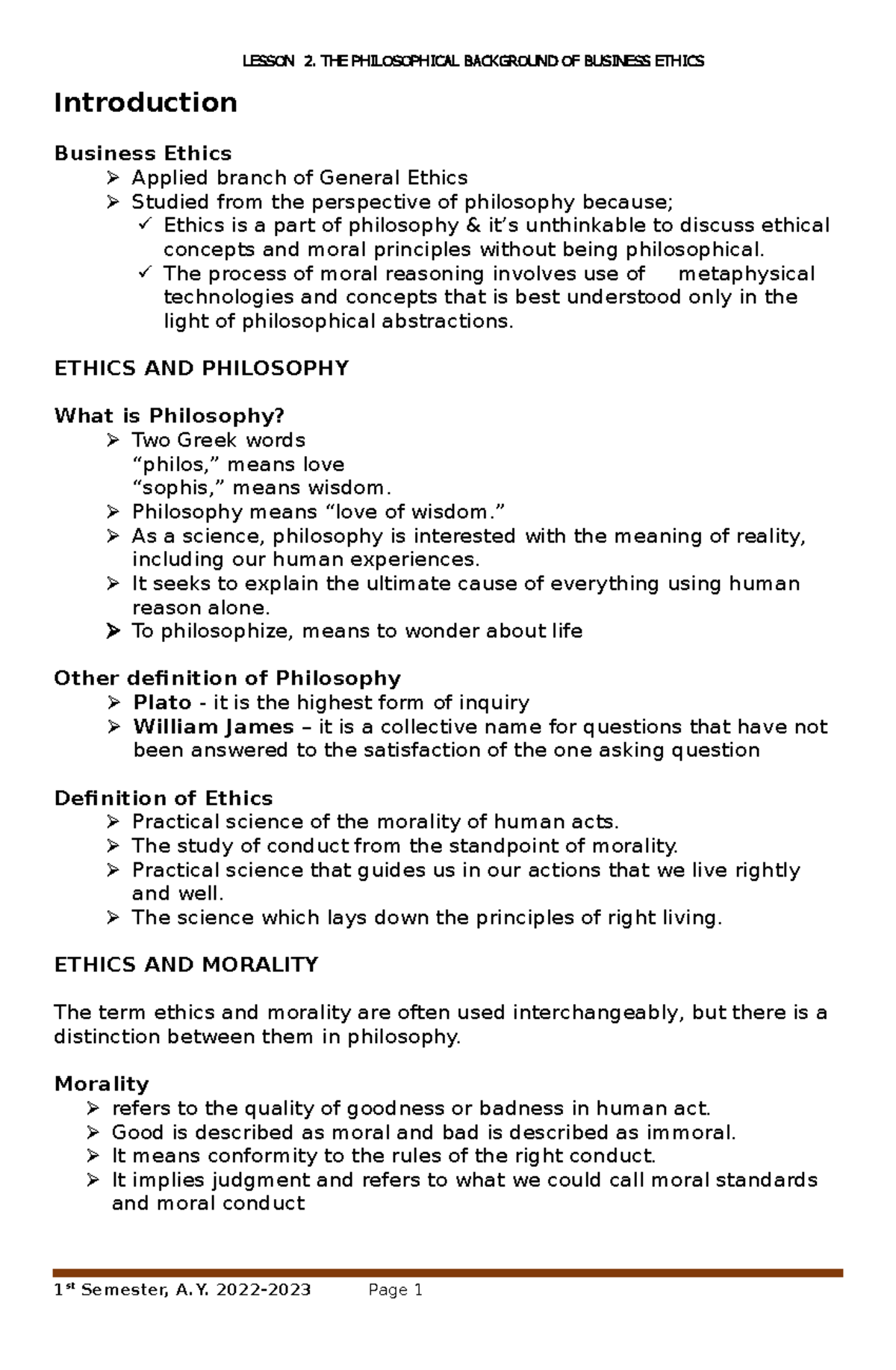 Chapter 2: The Philosophical Foundations of Business Ethics - Notes ...