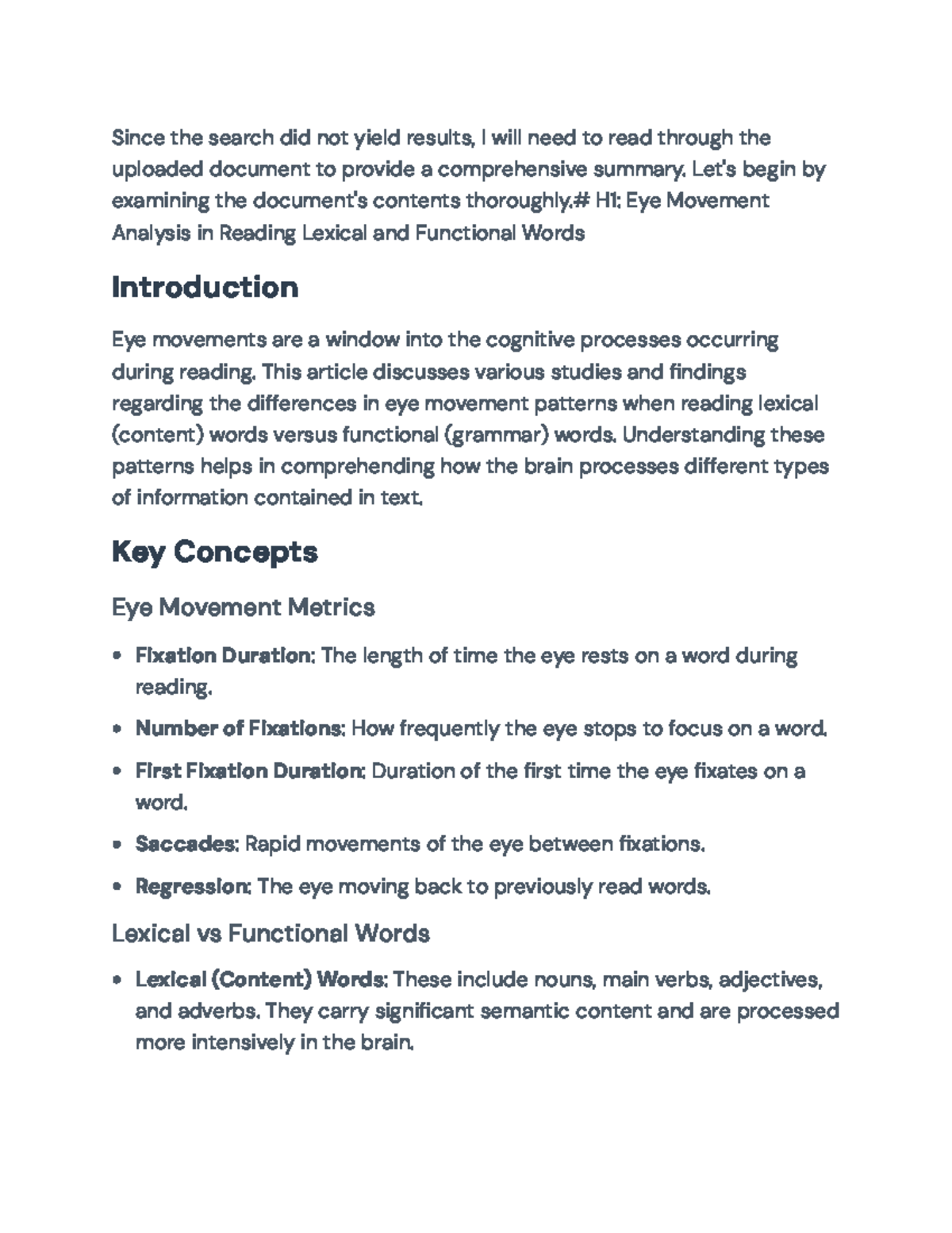 Eye Movement Analysis in Reading: Lexical vs. Functional Words - Since ...