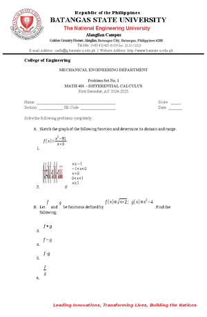 Diffcal - Math 401 - BatStateU - Studocu