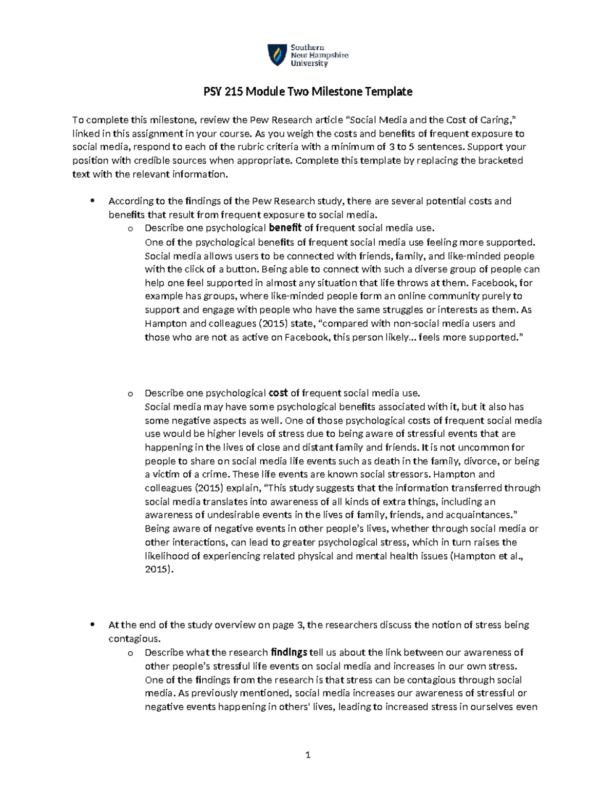 PSY 215 Module Two Milestone: Analyzing Social Media's Impact on ...