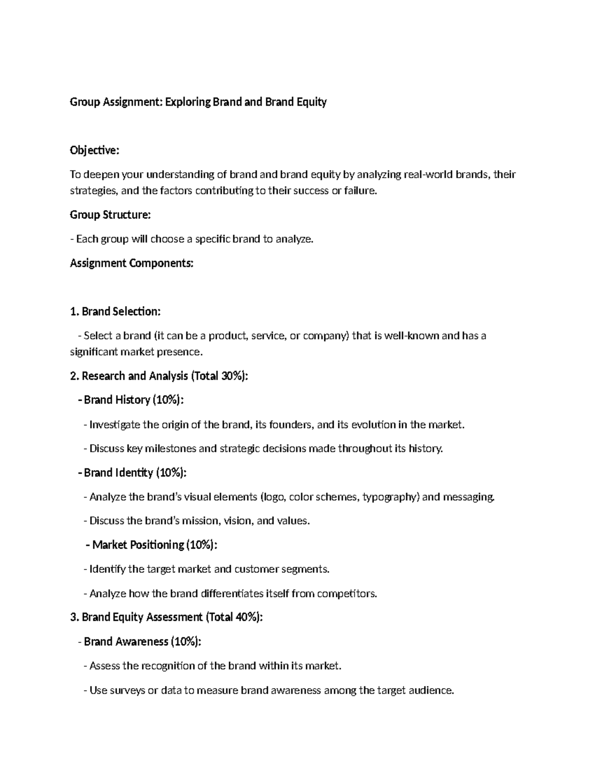 Group Assignment: Analyzing Brand Equity and Strategies - Studocu