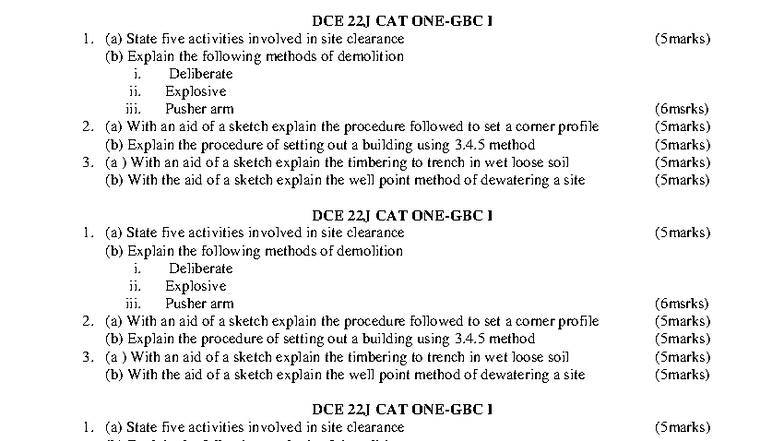 DCE 22J CAT I - Site Clearance & Demolition Methods Explained - Studocu