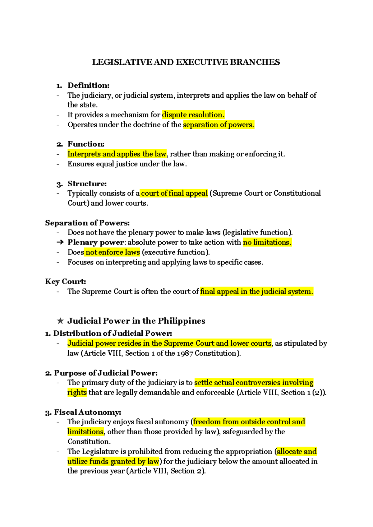 Polgov Legislative and Executive Branches - LEGISLATIVE AND EXECUTIVE ...
