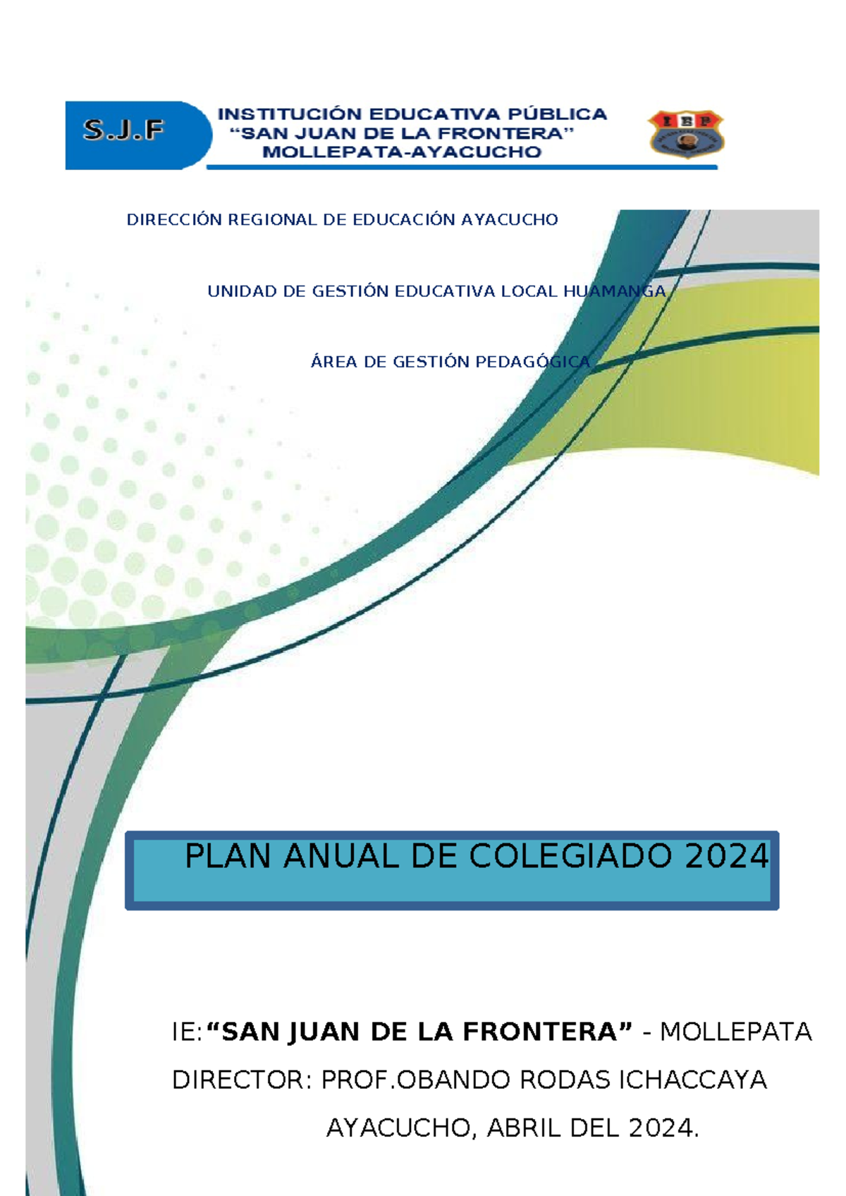 PLAN DE Colegiado 2024 S.J.F. Molepata - DIRECCIÓN REGIONAL DE ...