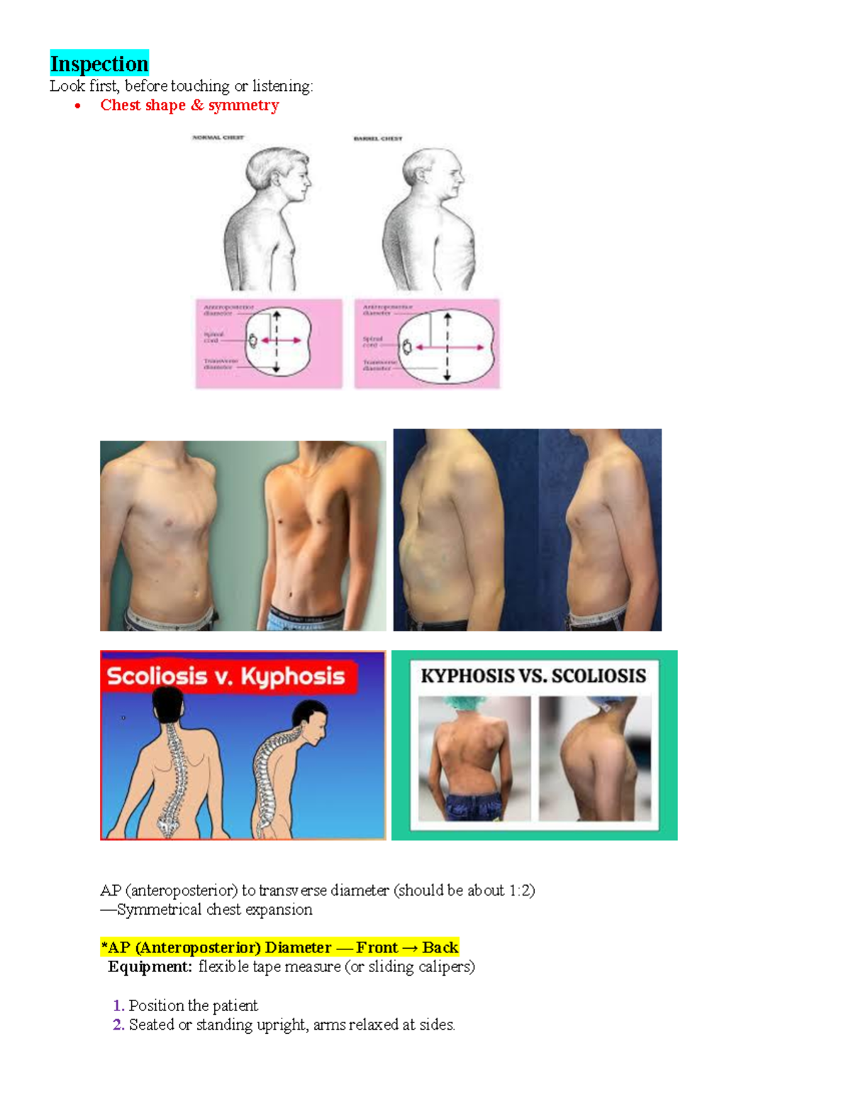 Respiratory System Assessment Techniques: AP & Transverse Measurements ...