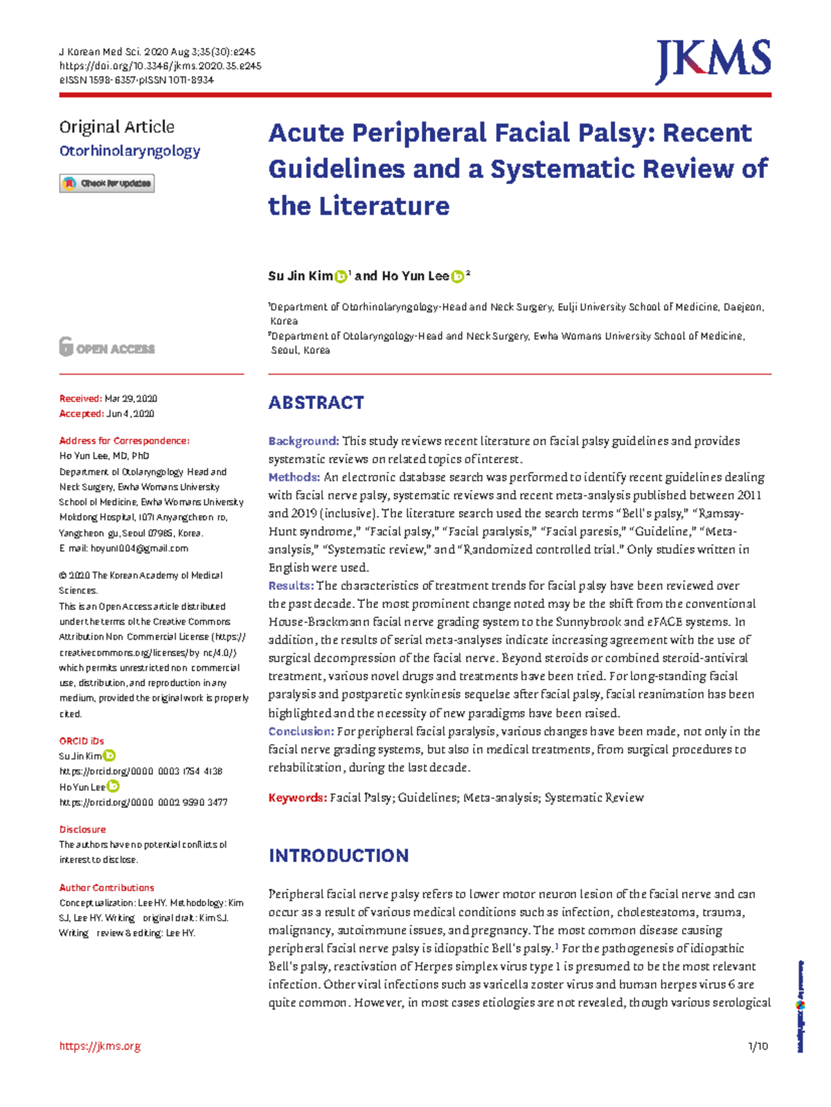 Acute Peripheral Facial Palsy: Recent Guidelines & Systematic Review ...