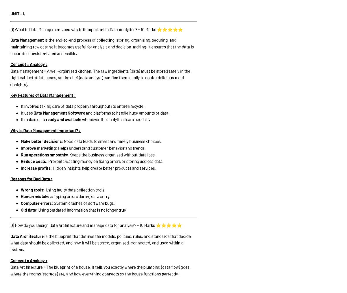 DA 32 - Unit I: Data Management & Analytics Overview - Studocu