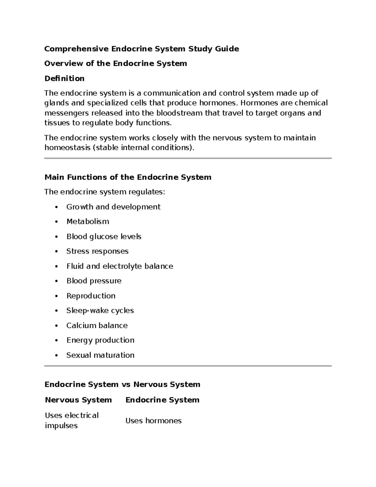 Endocrine System Study Guide: Key Concepts & Functions - Studocu