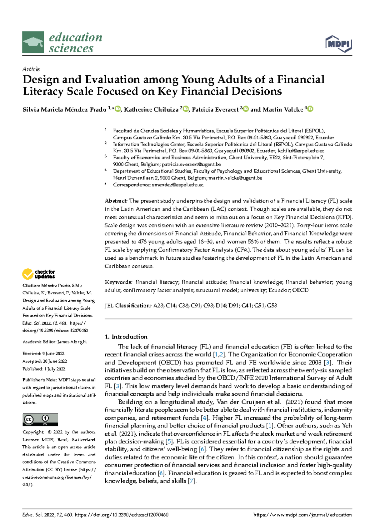 Design and Evaluation of a Financial Literacy Scale for Young Adults ...