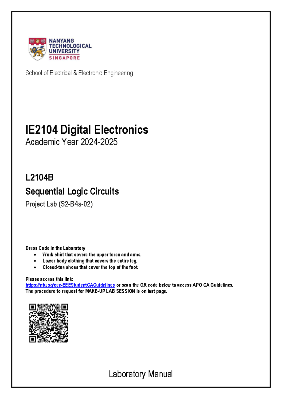 L2104B - Digital Electronics Lab Manual: Sequential Logic Circuits - Studocu