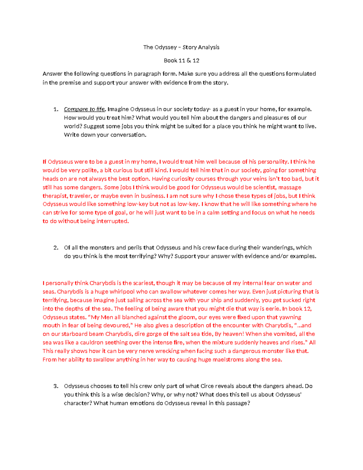 The Odyssey Analysis: Insights from Books 11 & 12 - Studocu