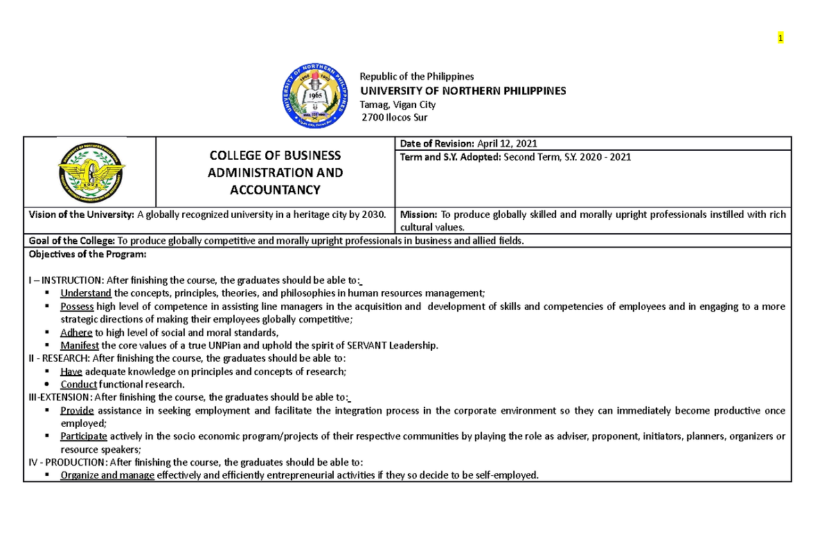 ELECTIVE 2: Updated Marketing Management Syllabus for BSBA-HRDM 3 - Studocu
