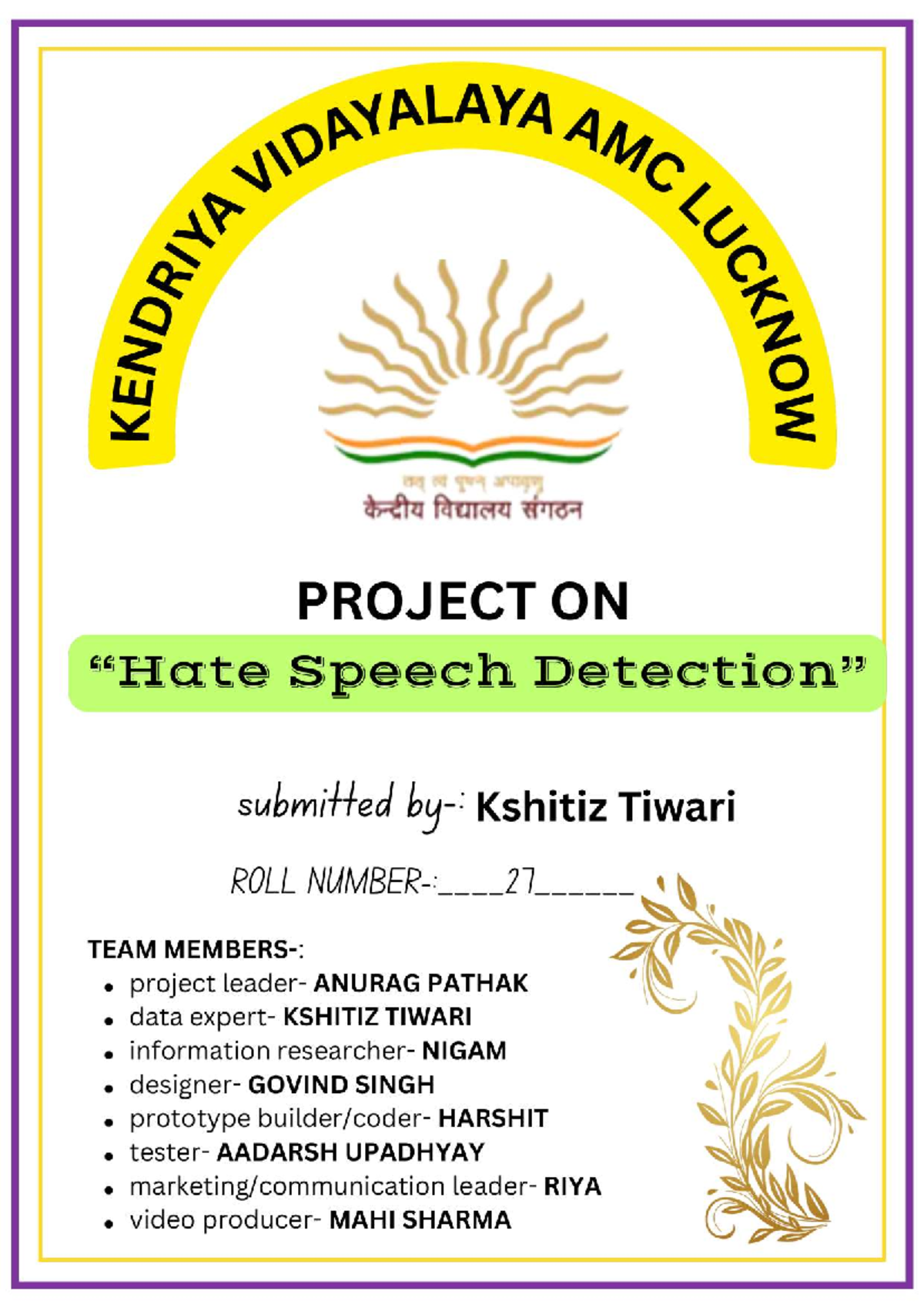 AI Project on Hate Speech Detection - Class XII - CBSE - Studocu