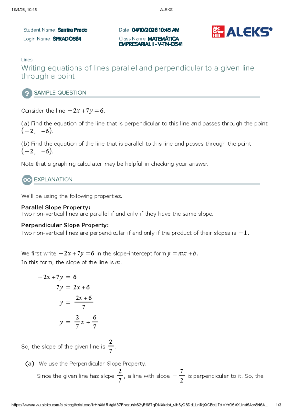 MATEMÁTICA EMPRESARIAL I: Lines Parallel & Perpendicular Equations ...