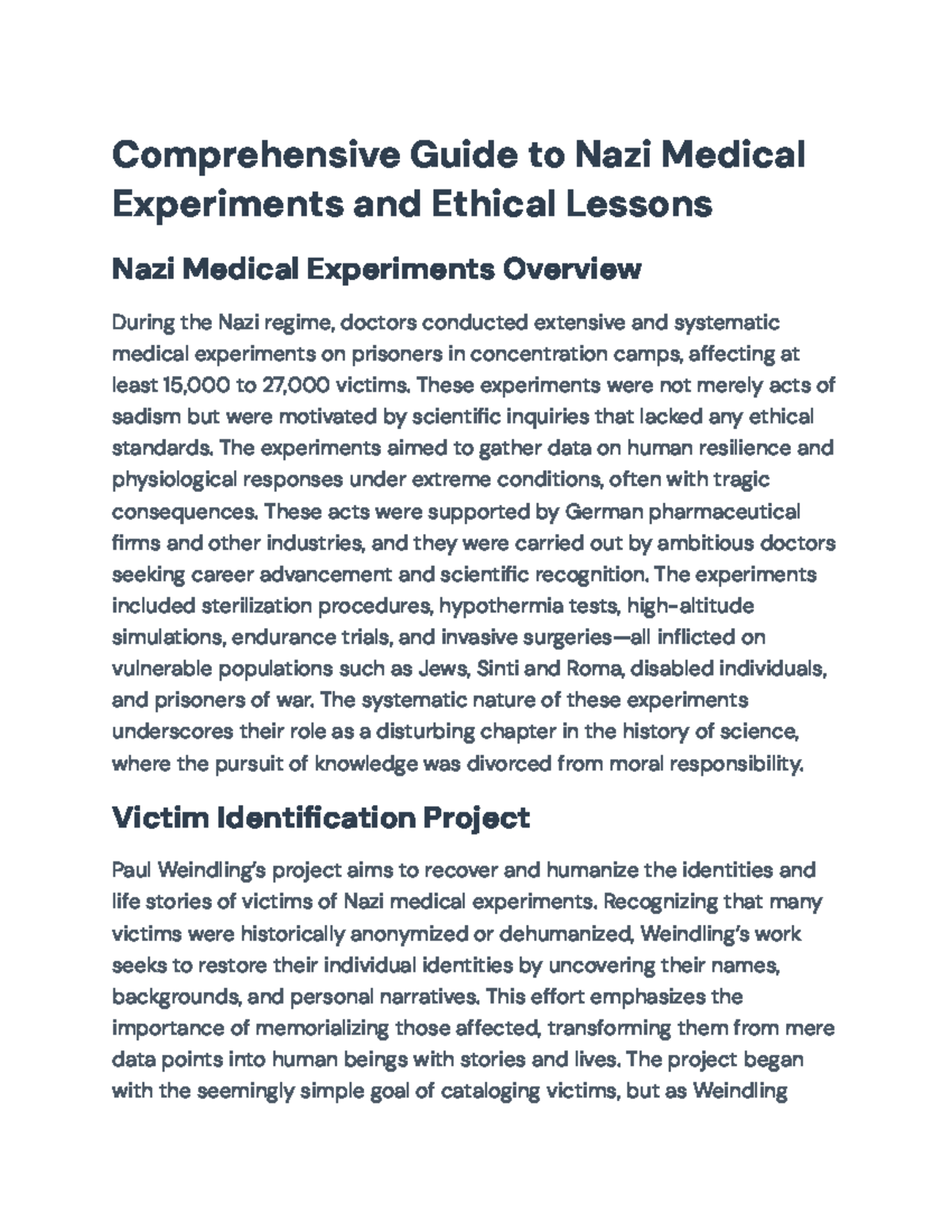Nazi Medical Experiments: A Comprehensive Ethical Overview - Studocu