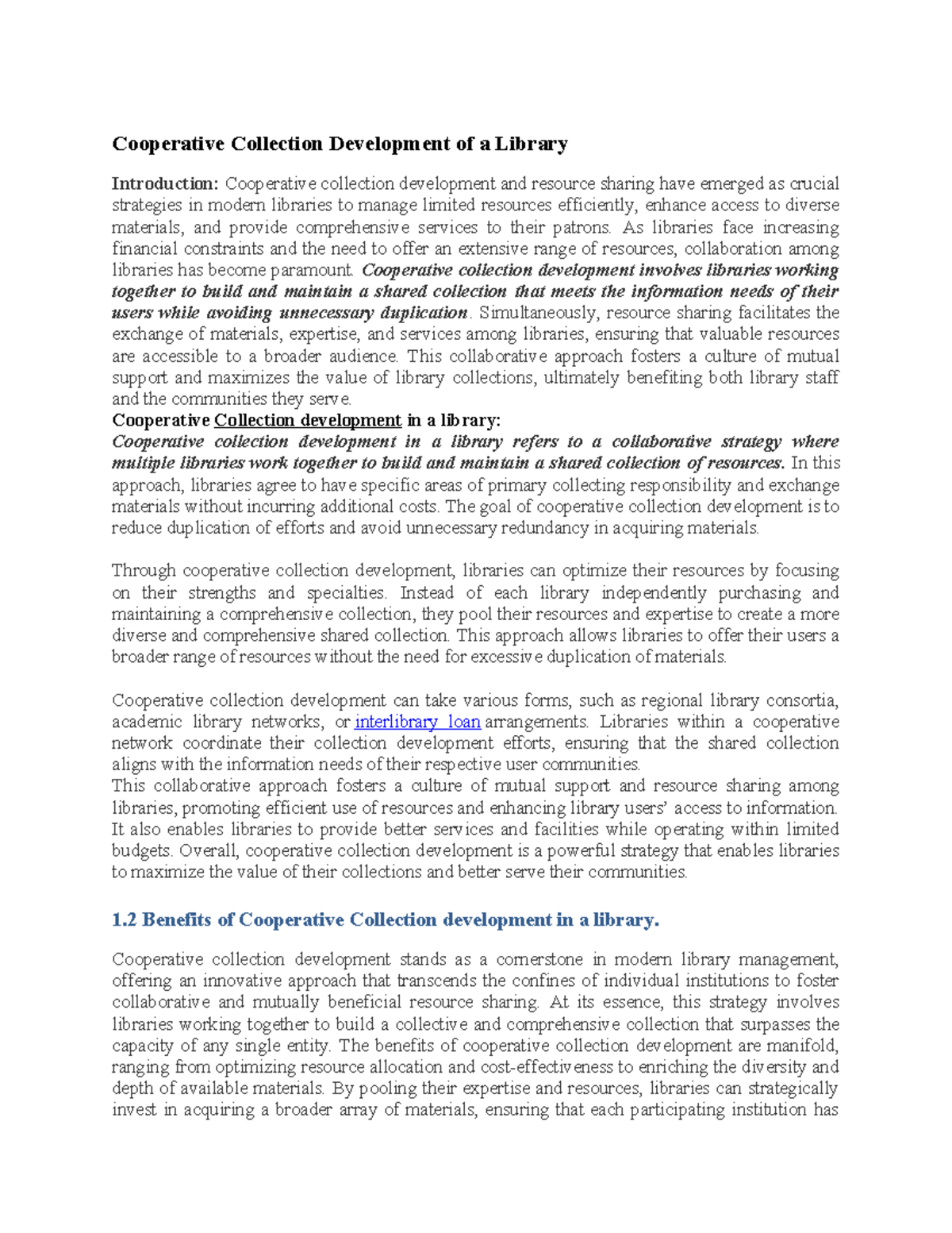 Cooperative Collection Development in Libraries: Strategies & Benefits - Studocu